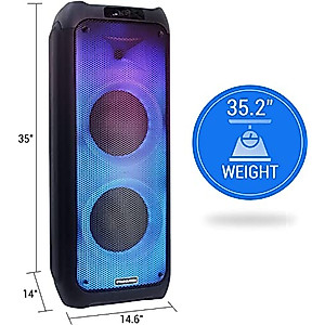 Portable Karaoke Speaker Karaoke Machine System 200 Watt Peak Power Bluetooth for Adults Kids PA Stereo with Dual 10 " Woofer, DJ Lights, 2 Wireless Mics, LCD Screen, Recording/MP3/USB/TF