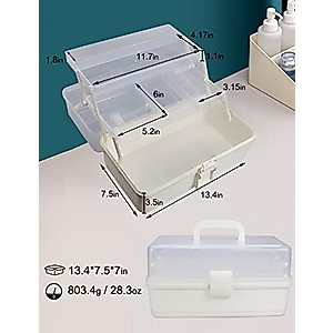 Hlotmeky Art Supply Box Sewing Box 3 Layers Craft Organizers and Storage with Handle Tool Box Tackle Box Organizer