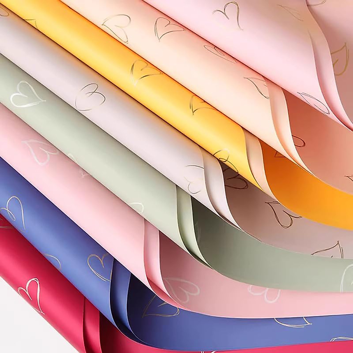 MLSG 20 Sheet Solid Color Heart Wrapping Paper - Waterproof Floral Bouquet Wrapping Paper, Florist Supplies Packaging Paper for Wedding Birthday Gift Wrap Paper (Black Gold)