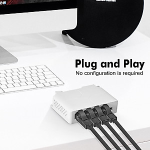 MokerLink 4 Port PoE Extender, IEEE 802.3 af/at PoE Repeater, 100Mbps, 1 PoE in 3 PoE Out, Wall & Din Rail Mount POE Passthrough Switch