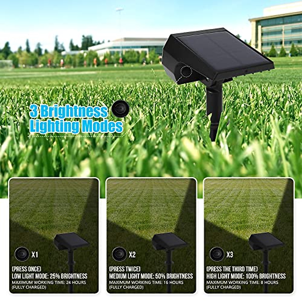 SOARCHICK Solar Outdoor Lights, IP65 Waterproof Outdoor Solar Spot Lights for Garden Yard Pathway Garage Porch 60 LED 3 Lighting Mode Auto On/Off Solar Powered Landscape SpotLight Wall Lights (1 Pack)