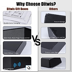 Ditwis 4 Pack 11x8x3.5 Inches Gift Boxes with Magnetic Closure Lids, Black Magnetic Box for Wedding, Groomsmen Bridesmaid Proposal, Birthdays, Mother's Day