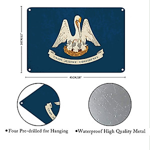 Louisiana Aluminum Metal Sign Louisiana State Flag Metal Sign Home State Country City Souvenir Wall Art Poster Vintage Patriotic Home Decor Garage Yard Signs Indoor & Outdoor Decor 12x18 inch