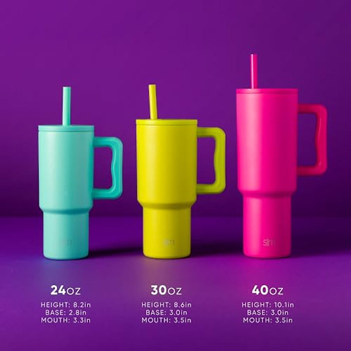Simple Modern Kids 24 oz Tumbler with Handle and Silicone Straw Lid | Spill Proof and Leak Resistant | Reusable Stainless Steel Bottle | Gift for Kids Boys Girls | Trek Collection | Electric Lavender