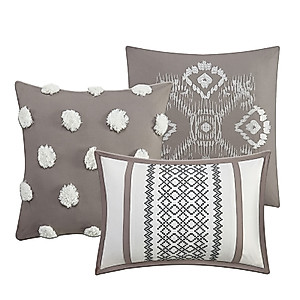 Grand Avenue Luxury 7 Piece Cozy Boho Comforter Set King Beige Embroidered Girls Bedding Premium Microfiber All Season Home Décor