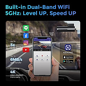 AZDOME Front and Rear Dash Cam, 4K + 1080P Dual Dash Camera for Cars with 5.8GHz WiFi GPS, Night Vision, 24 Hours Parking Mode, WDR, Loop Recording, G-Sensor, APP, Free 64GB Card