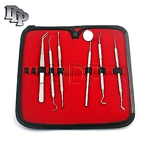 DDP Tartar and Bad Breath 6 PC Dental Hygiene Tool KIT - Includes TWEEZER, Scraper, Scaler, Mirror Probe, Ideal for Professional and Personal USE.Holiday Gift