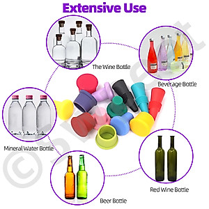 Swpeet 13Pcs 3 Styles Silicone Wine Stoppers Assortment Kit, Airtight seal on Wine Bottles Reusable Beer Bottle Stopper Beer Glass Bottle Sealer Stoppers Beer Champagne Wine Storage Keep Fresh Tools