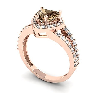 Clara Pucci 1.75ct Heart Cut Solitaire Genuine Champagne Simulated Diamond Engagement Promise Anniversary Bridal Ring 18K Rose Gold 7.5