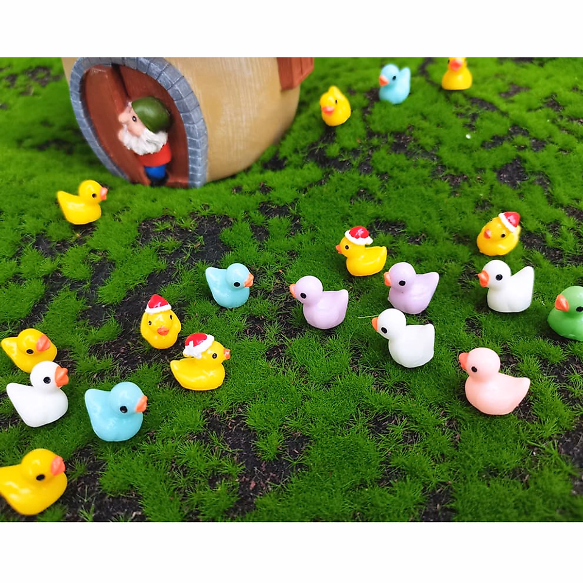 HYG 84 Pieces Mini Resin Duck 7 Colors,These Little Ducks can be Used in Miniature Gardens, They are Best Gifts for Christmas, Birthday Party, Halloween