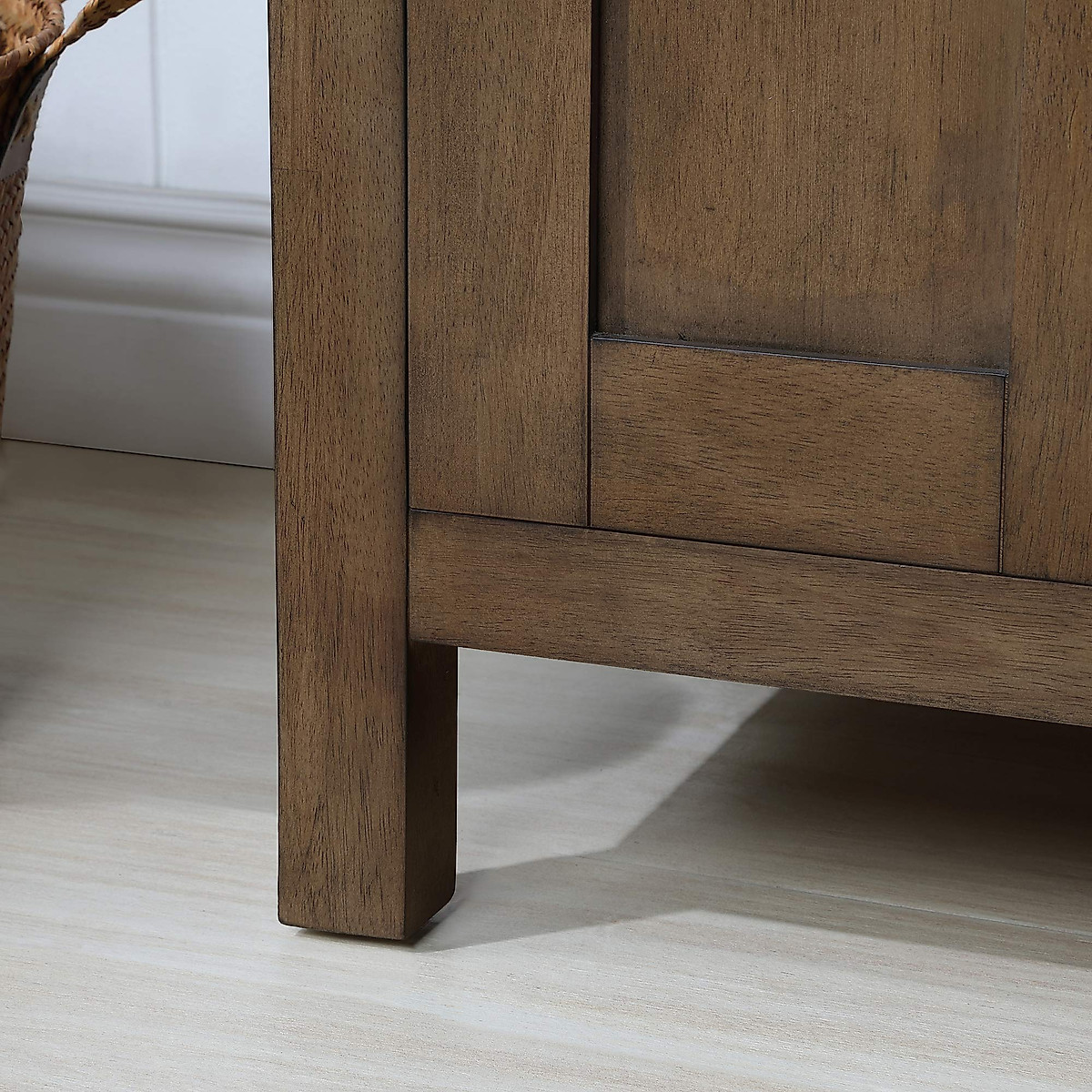 OVE Decors Maya Plus 36 in. Single Sink Bathroom Vanity in Almond Latte Finish, Black Hardware and Included Power Bar