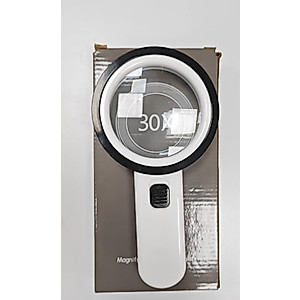 Magnifying Glass with Light, 30X Handheld Large Illuminated Magnifier, Reading Magnifying Glass with for Seniors Read, Coins, Stamps, Map, Inspection, Macular Degeneration