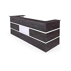 Casa Mare 87" Wood Office Reception Desk Counter & Drawers w/Telescopic Rails & Chrome Handles | Cable Grommet Holes | Option to Add Logo | Front Table Furniture Nail Hair Beauty Salon Spa Restaurant