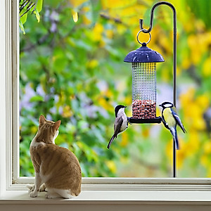 COCONUT Shepherds Hook for Outside, 62 Inch Adjustable Bird Feeder Pole with 5 Prong Base, Garden Hanger Stand for Hummingbird Feeder, Wind Chime, Lantern