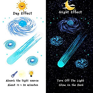 Glow in The Dark Stars for Ceiling Wall Stickers Galaxy Star Stickers Glow in The Dark Self-Adhesive Glow in The Dark Wall Stickers Removable Glow in Dark Decals for Kid Nursery (Classic Style)