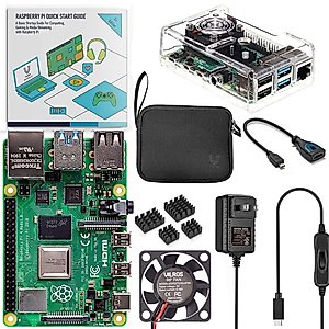 Vilros Basic Starter Kit for Raspberry Pi 4 with Fan Cooled ABS Case Includes Raspberry Pi Board and 7 Accessories (1GB, Clear Transparent Case)