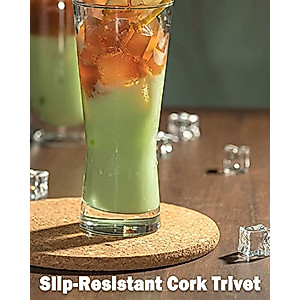 Cork Trivet, 6 Pack High Density Thick Cork Coaster Set for Hot Dishes and Hot Pots, 8 Inch Heat Resistant Multifunctional Cork Board, Hot Pads for Table & Countertop