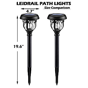 LeiDrail Solar Pathway Lights Outdoor, 2 Pack 2 Modes Bright Solar Path Light Metal Glass Waterproof for Garden Yard Patio Decoration Warm White/Cool White Landscape Lighting