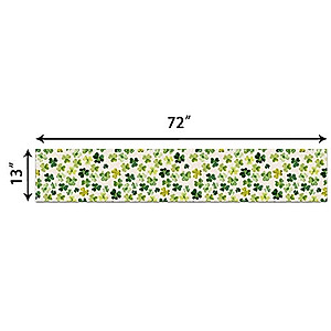St. Patrick's Day Table Runner, Spring Green Shamrock Table Runners for Kitchen Dining Coffee or Indoor and Outdoor Home Parties Decor 13 x 72 Inches
