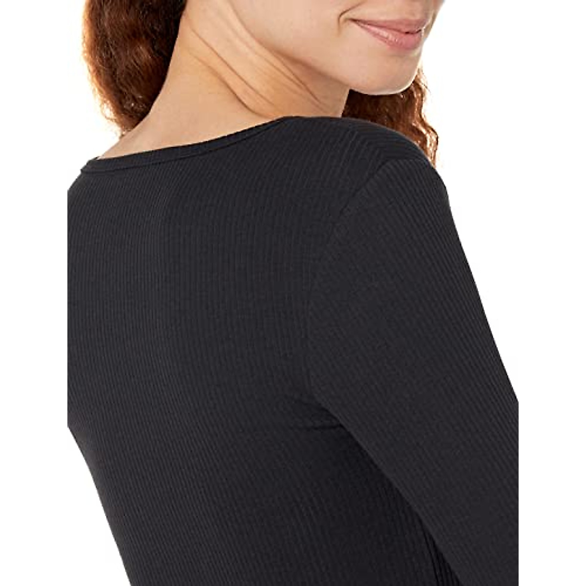 Amazon Essentials Sweater for Women, Long Sleeve Slim-Fit Rib Scoop Neck (Available in Plus Size), Pack of 2, Black/Eggshell White, Small