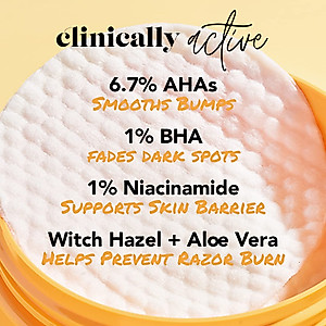 SweetSpot Labs Buff & Brighten, Daily Ingrown Hair Treatment Pads with BHA and AHA, Safe for Bikini Area, 50 Exfoliating & Brightening Wipes