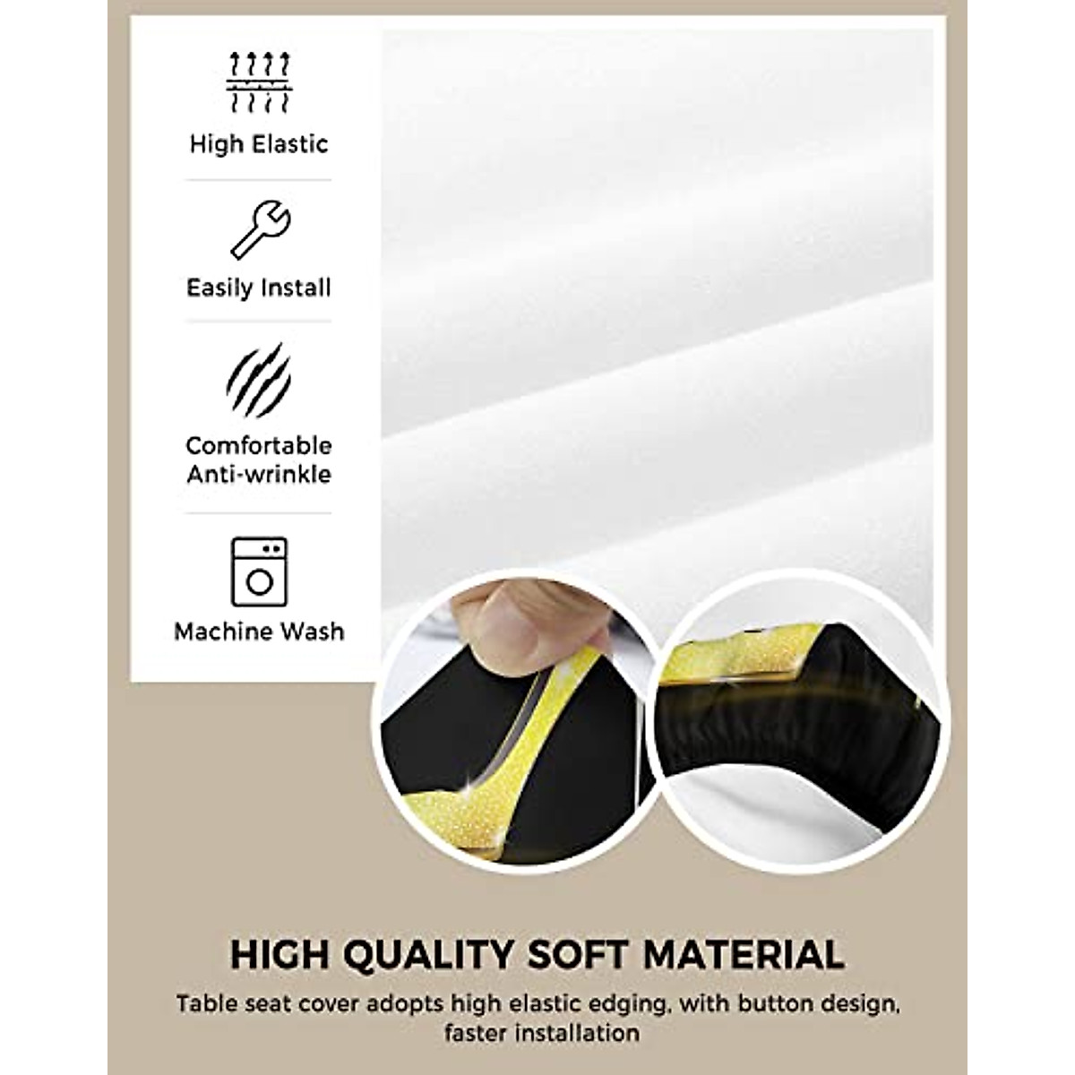 PRINT PICTURE ARTHOME Chair Covers for Dining Room Set of 6, Removable Washable Office Chair Cover, Golden Glitter High Heels Chair Cushion Covers for Bar Stool Kitchen 13.4"-18"