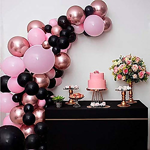 Black Pink Balloon Garland Light Pink Rose Gold Metallic Balloons Different Sizes Black Pastel Latex Balloons For Baby Shower Birthday Wedding Bridal Shower Graduation Decorations