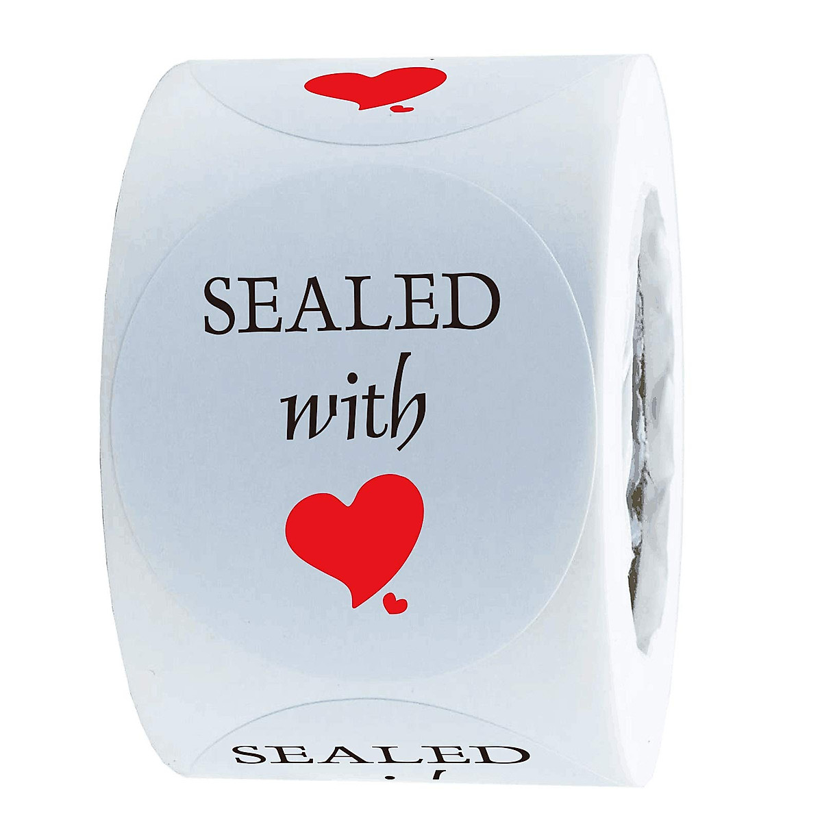 reMarkable Sealed with Love Stickers, 1.5 Inch Kraft Paper Heart Stickers, 500 Labels on a Roll, White