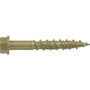 Power Pro Premium One Multi-Material Hex Washer Head Screws, Epoxy Coated Steel, Fasten in Wood, Metal, Concrete, Drywall and Plastic, Bronze, ¼ x 1-¾ inches, Box of 56 Screws