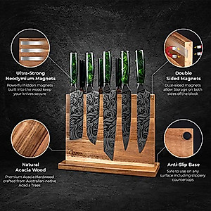 SENKEN 8-piece Japanese Imperial Knife Set with Magnetic Knife Block Bundle