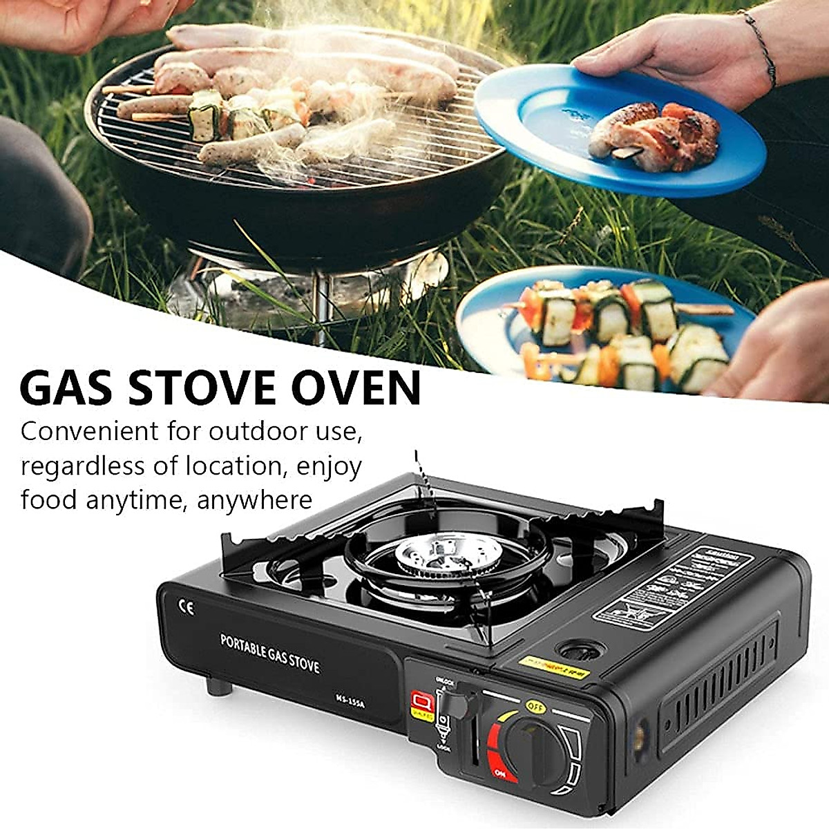 Camping Accessories Portable Gas Grill - RFAIKA Outdoor Windproof Butane Camp Stove, Gas Tank And Liquefied Gas Tank Can be Used, With Portable Box to Meet any of Your Needs