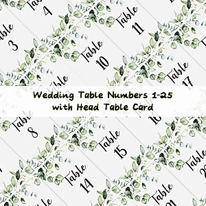 26 Pieces Wedding Table Numbers with 26 Gold Table Number Holders Greenery Eucalyptus Table Numbers for Wedding Reception Table Cards with Head Gold Seating Label for Anniversary Birthday Bridal Party