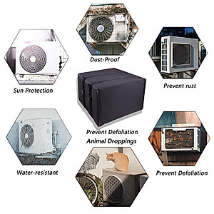 yhslmh Air Conditioner Covers for Window Units, Outdoor Window Air Conditioner Cover for Outside, Rectangle Ac Defender Cover for Winter Exterior, AC Protection Cover (Black, 27.5" Wx 25" D x 19" H)
