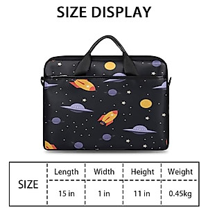 Space Ufo Rocket Laptop Computer Bag Waterproof Shoulder Messenger Bag 13-15 inch Durable Laptop Tote Bag with Shoulder Strap Handle Lightweight Crossbody Briefcase