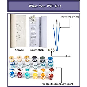 Inspirational Flower Paint by Numbers for Adults Beginner DIY Arts and Crafts Paintwork with Paintbrushes Canvas Oil Painting Wall Decor 16X20 inch