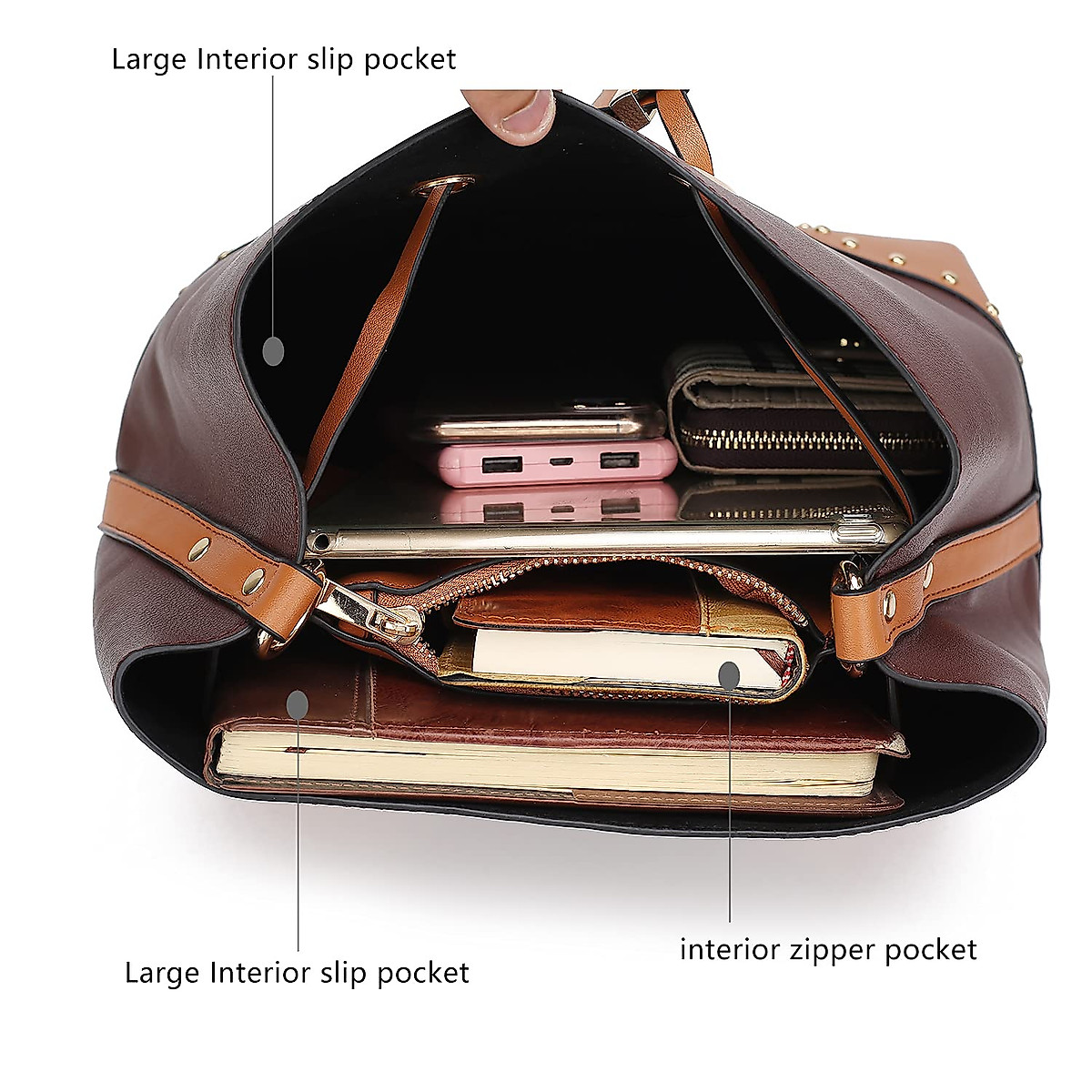 MKF Crossbody Bucket Hobo Bag for Women Handbag & Wristlet Wallet Purse Set – PU Leather Top Handle Shoulder Strap