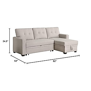 NicBex Sectional Couches for Living Room Modern Upholstered Pull Out Sectional Sofa Pull Out Couch Convertible Soft Cushion Sofa Comfy Couch Pull Out Couch Futon Couch Bed, Beige