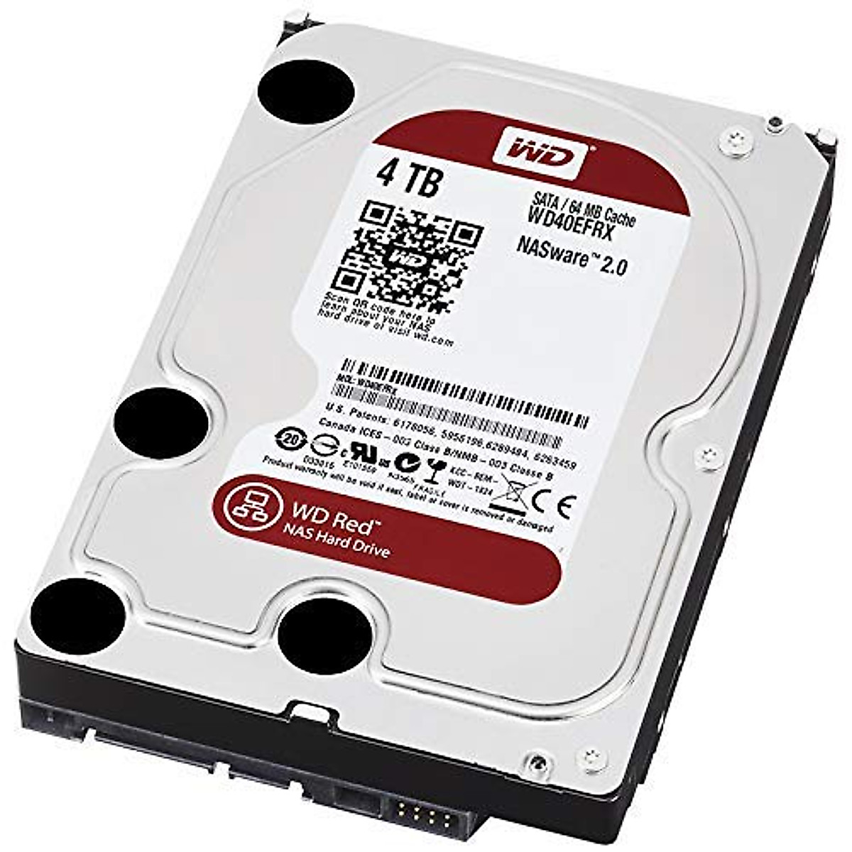 WD Red 4TB NAS Hard Disk Drive - 5400 RPM Class SATA 6 Gb/s 64MB Cache 3.5 Inch - WD40EFRX (Renewed)