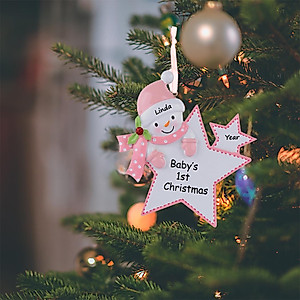 Personalized Baby's First Christmas Ornament - Pink New Baby Ornament 2024 - Baby Girl's 1st Christmas Keepsake Gifts - Baby Announcement - Pink Baby Star Christmas Ornament