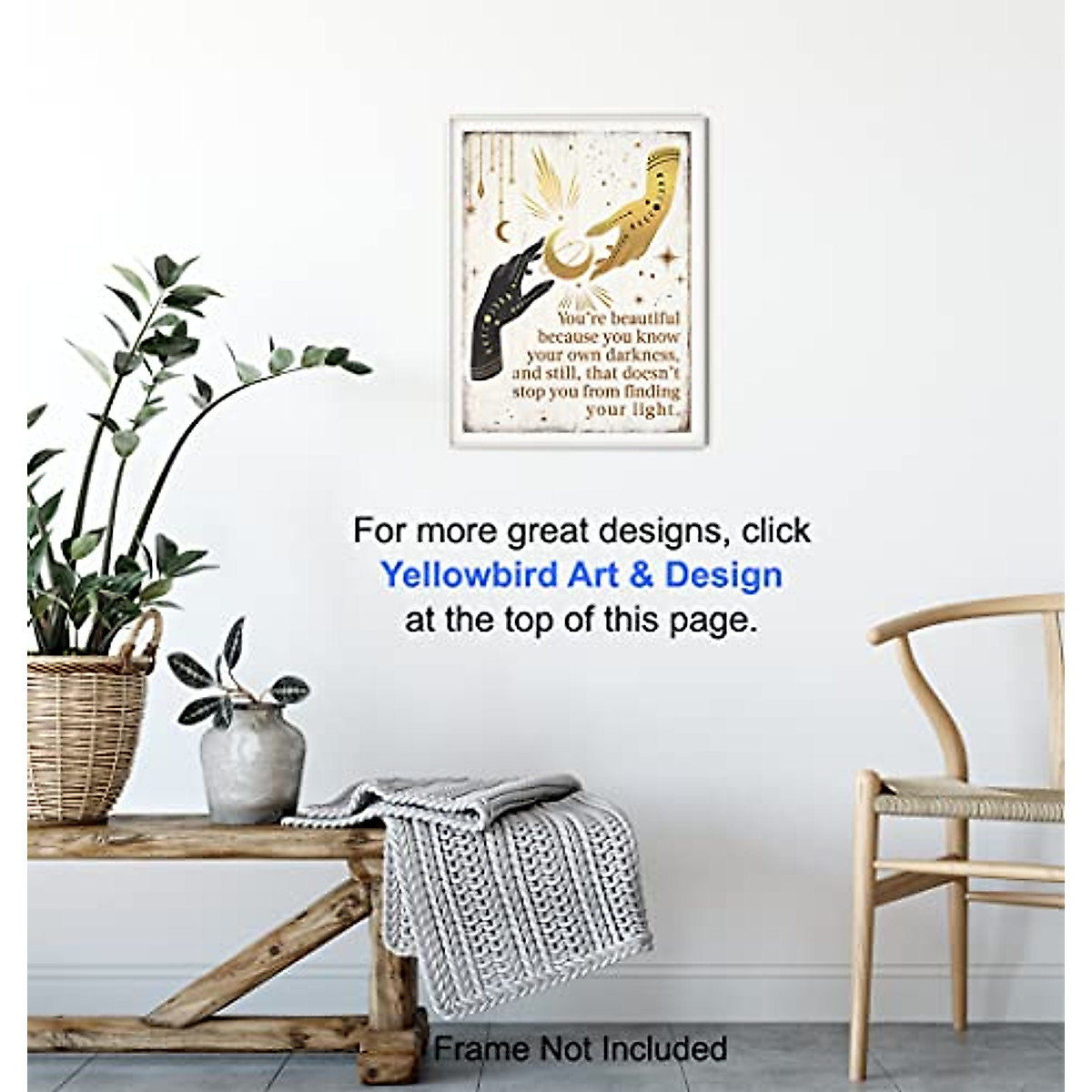 Boho Witchcraft Wall Art - Gothic Witchy Room Decor - Inspirational Positive Quotes for Women - Encouraging Gifts - Shabby chic Celestial Wicca Wiccan Witch Motivational poster - Pagan Supplies