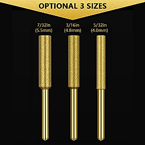 XIXIAN Diamond Chainsaw Sharpener Titanium Plated Burr Stone File Diamond Sharpening Wheels for Chain Saw Stone Jewerly Wood 12 Pcs 3/16 Inch