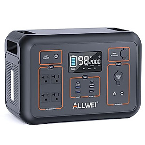 ALLWEI Portable Power Station 2000W(Peak 4000W), 2131Wh Solar Generator with 4 AC Outlet, 6 USB Port, PD100W Fast Charge, 576000mAh Backup Lithium Battery for RV Camping CPAP Home Outdoor Emergency