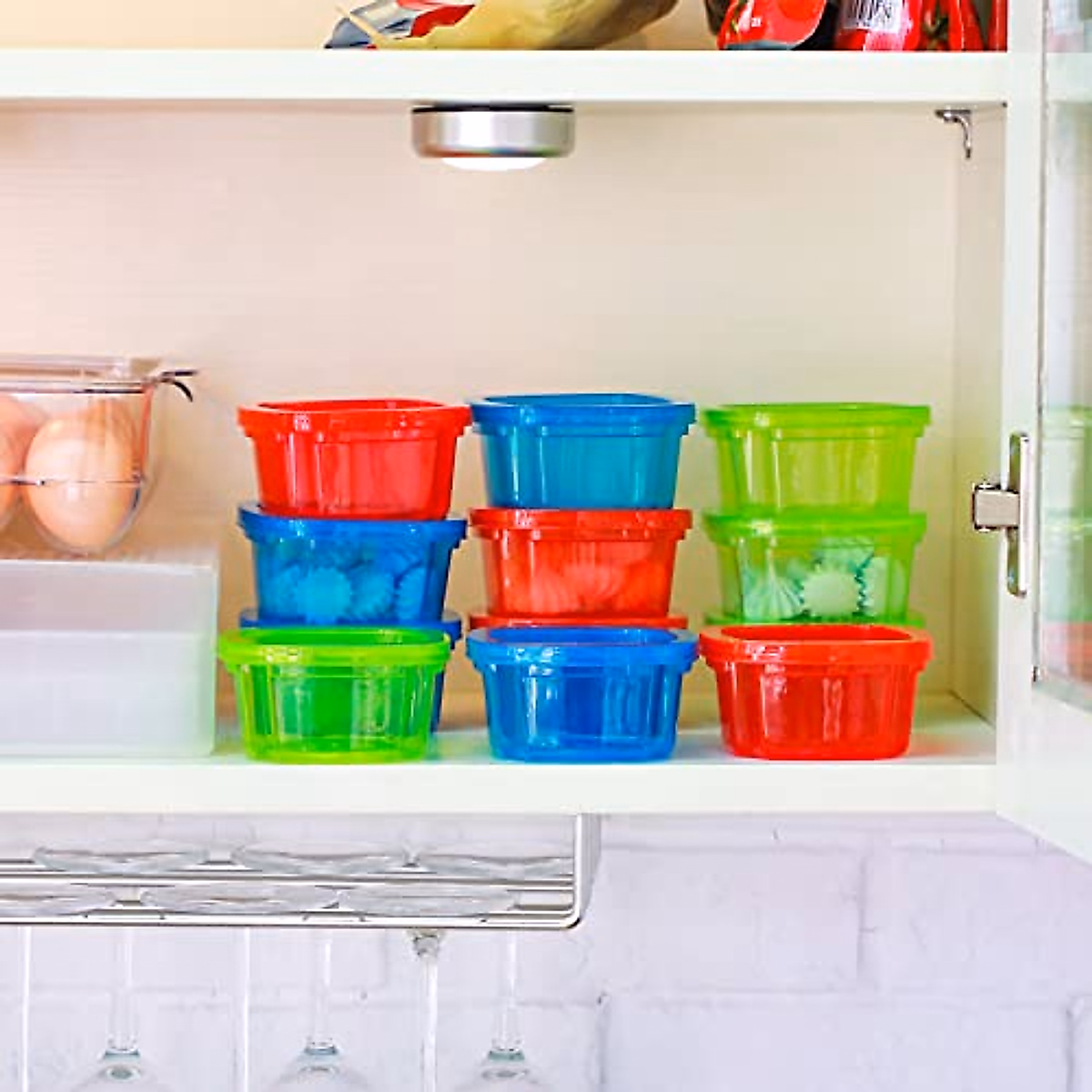 Hotop 30 Pieces Baby Food Storage Freezer Containers, 6.8 oz Plastic Baby Food Jars with Leakproof Lids, Small Baby Blocks Snack Containers and White Sticker Label for Infant Babies, 3 Colors