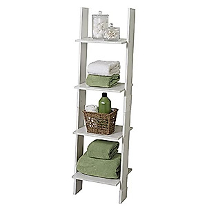 Zenna Home Ladder Style Bathroom Linen Tower, White