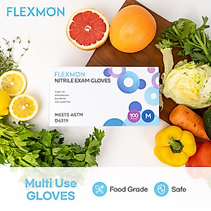 FLEXMON Nitrile Exam Gloves,1000 Count, Single Use, 4.2 Mil Heavy, Sterile, Protective, Disposable, Latex Free (100, Extra Large)