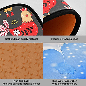 Emelivor Rooster Chickens Animal Kitchen Mat Set of 2 Anti-Fatigue Kitchen Rug Set Non Slip Cushioned Heavy Duty Foam Kitchen Runner Rugs and Mats Comfort Standing Mat for Farmhouse Doormat Laundry