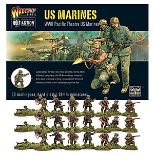 Wargames Delivered Bolt Action Miniatures - US Marines Troop Set, World War Two Miniatures, 28mm Scale Plastic Army Men for Miniature Wargaming by Warlord Games