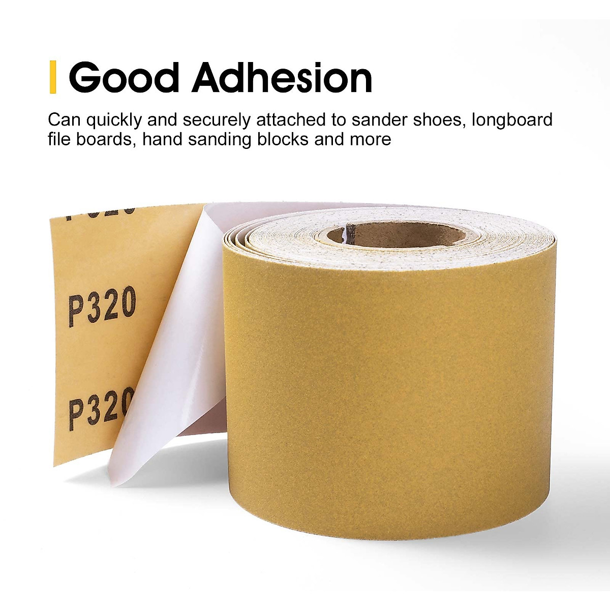 S SATC 320 Grit PSA Longboard Sandpaper 20 Yard Long Continuous Roll, 2-3/4" Wide Self Adhesive Stickyback Sanding Sheets for Automotive, Hand Sanding Blocks,Woodworking, Metal, Plastic