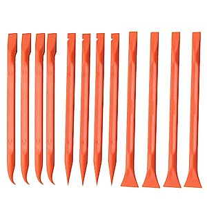 Cionyce 12 Pack Pen-Shaped Scraper Plastic Cleaning Scraper Tool Non-Scratch Cleaning Scraper 3-Kind(Orange)
