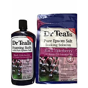 Dr Teal's Black Elderberry Foaming Bath and Epsom Salt Soaking Solution Bundle